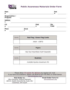 Public Awareness Materials Order Doc Template | pdfFiller