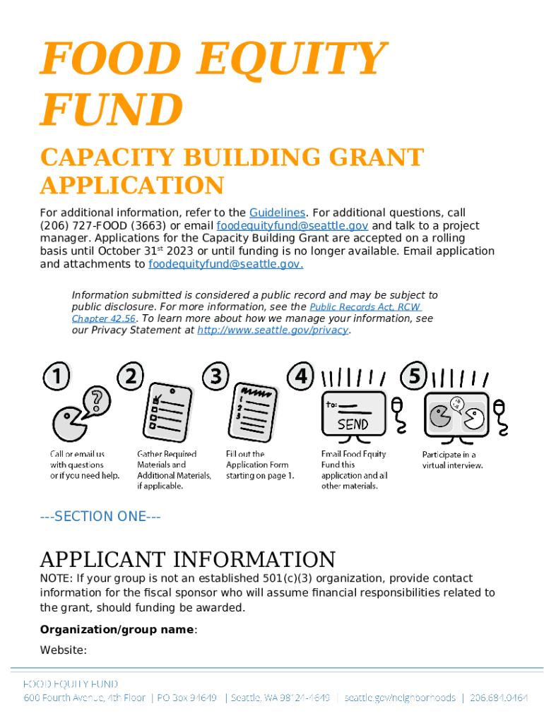 food equity fund capacity building grant application Doc Template ...