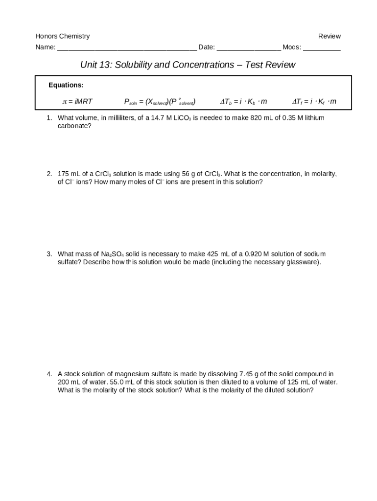 Sample Exercise 13.1 Predicting Solubility Patterns Doc Template ...