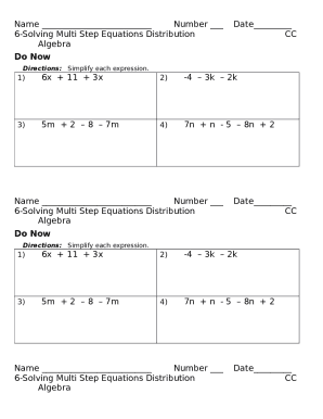 Answer Key - Algebra 1: 2.2 (Multi-Step Equations) Doc Template | pdfFiller