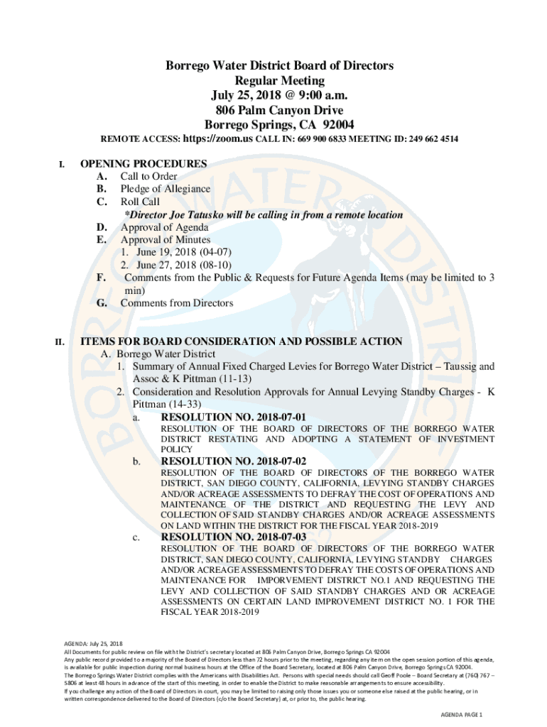 Fillable Online Geoff Poole, General Manager, Borrego Water District ...