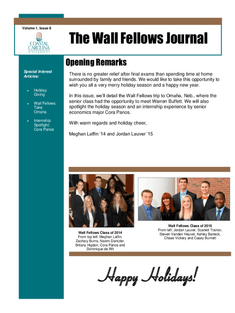 Fillable Online The Wall Fellows Journal - Coastal Carolina University ...
