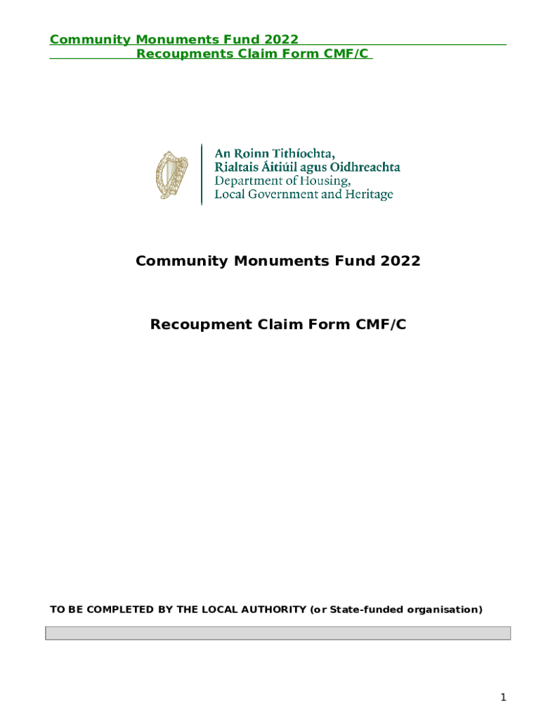 community-monuments-fund-2024-recoupment-claim-- ... Doc Template | pdfFiller