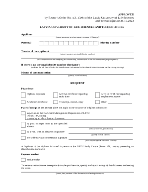 Latvia University of Life Sciences and Technologies: Apply ... Doc Template | pdfFiller