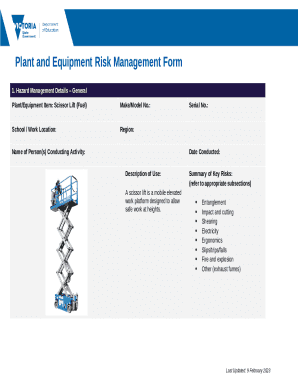Plant and Equipment Risk Management - Scissor Lift (Fuel) Doc Template ...