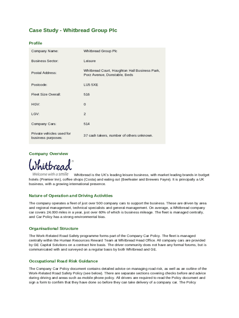 Whitbread Group PLC - Company Profile and News Doc Template | pdfFiller