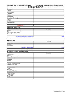 Fillable Online Construction Cost-Breakdown-form-.xls Fax Email Print ...
