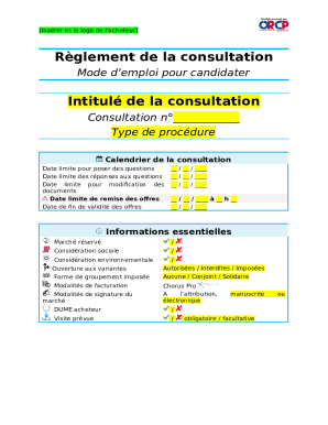 Rglement de consultation (RC) des marchs publics Doc Template | pdfFiller