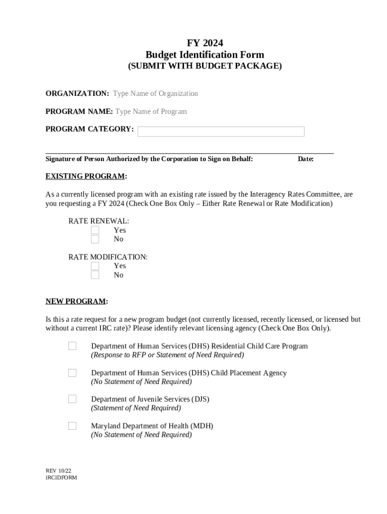 FY 2023 Budget Identification Doc Template | pdfFiller