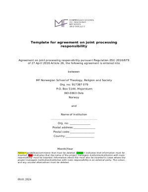 joint controller agreement Doc Template | pdfFiller