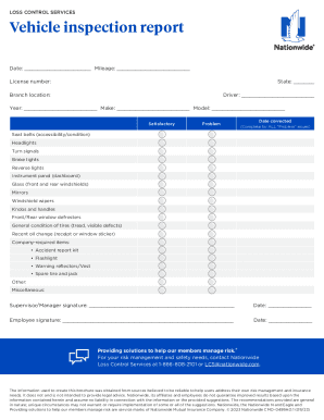 Fillable Online Vehicle Inspection Report Form - Nationwide. Download ...