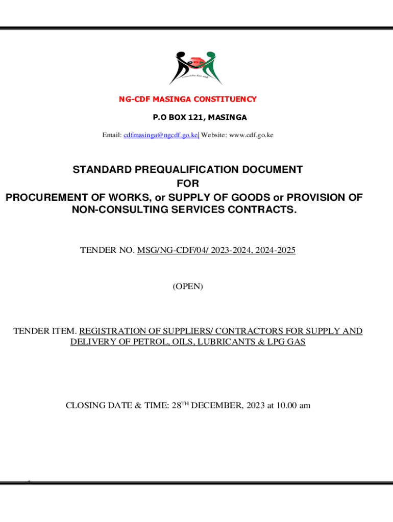 Fillable Online PRE-QUALIFICATION FOR SUPPLY OF GOODS, WORKS ... Fax Email Print - pdfFiller