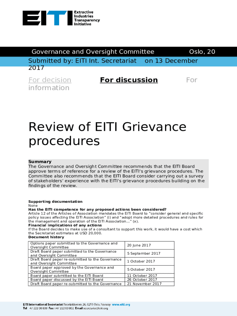 Terms of Reference for a review of grievance mechanisms Doc Template ...