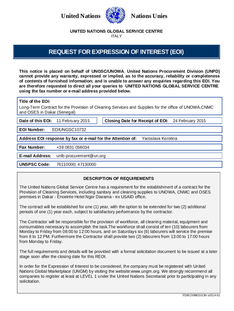 EOI Mission Template - UNOWA Doc Template | pdfFiller