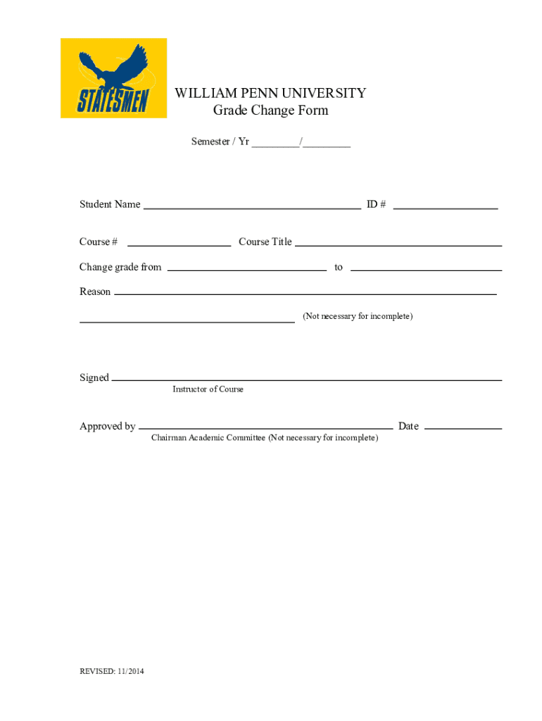 Fillable Online Grade Change Form for Instructors.docx Fax Email Print ...