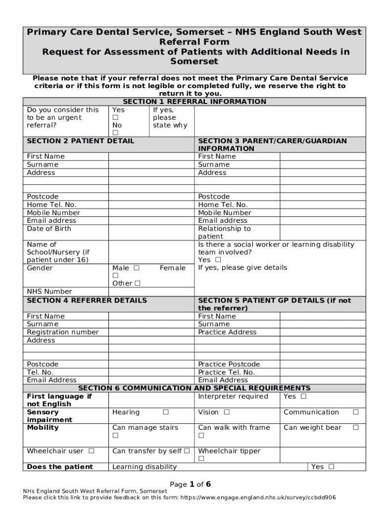 NHS England South West Referral Doc Template | pdfFiller