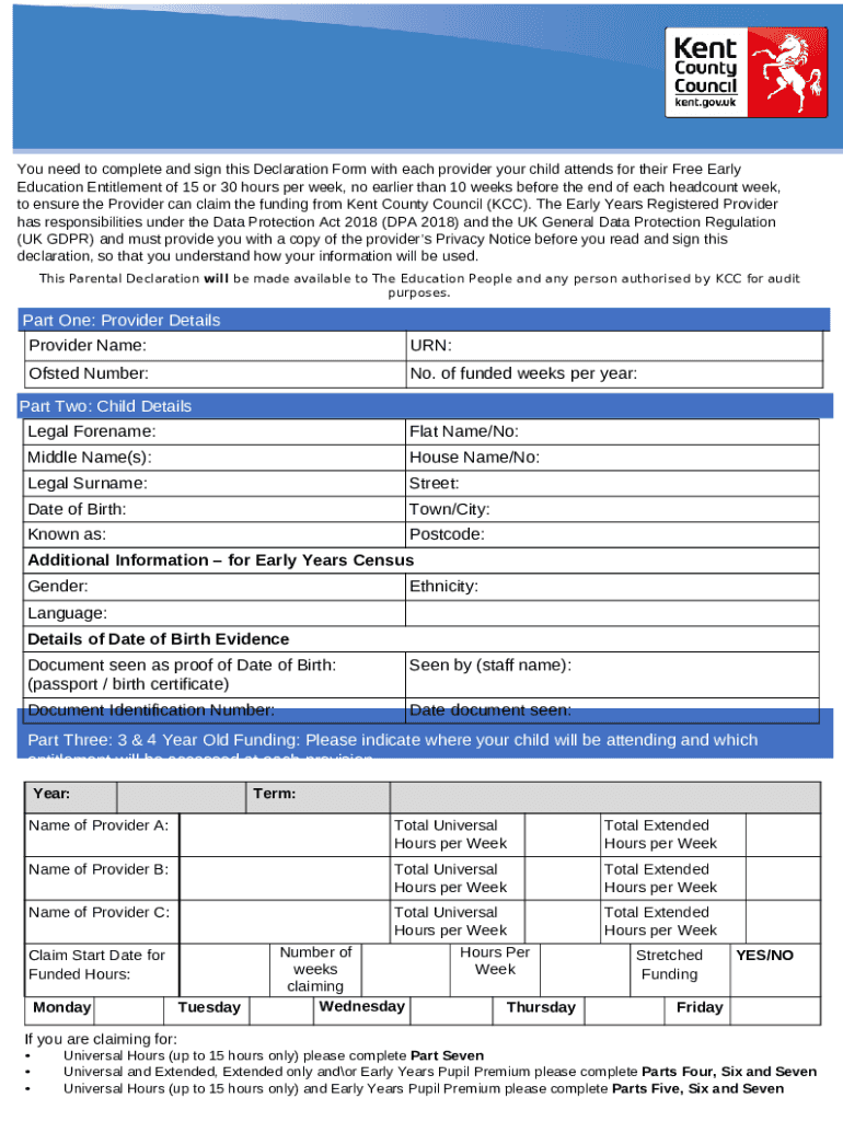 Online Confidential Parental Declaration for 3 ... Doc Template | pdfFiller
