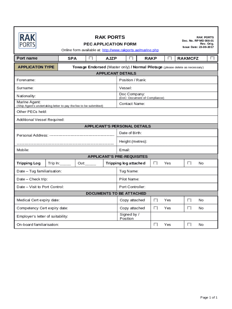 PEC Application Doc Template | pdfFiller