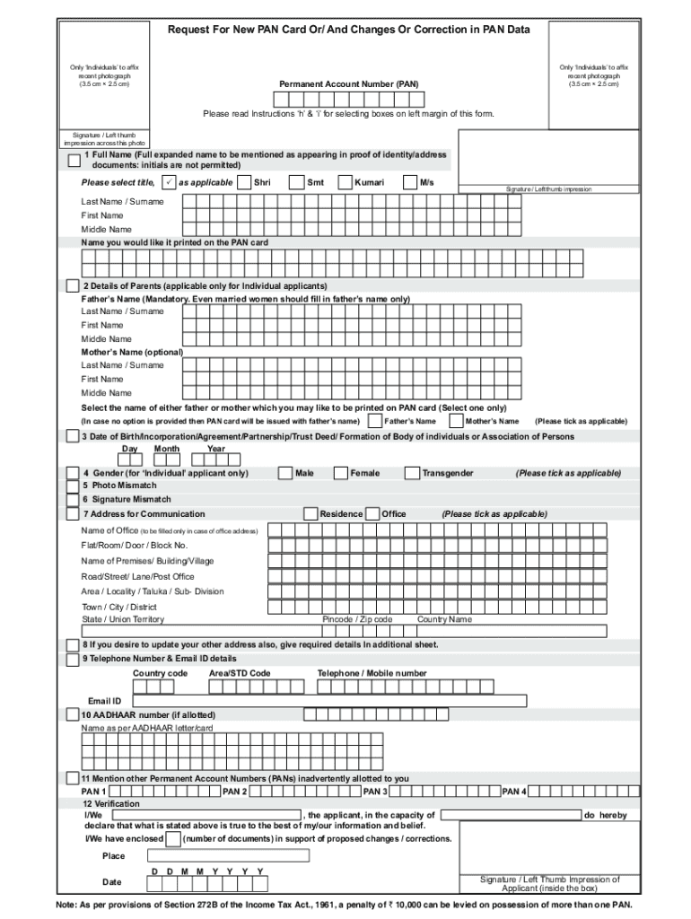 Fillable Online Request-for-New-PAN-Card-or-and-Changes-or-Correction ...