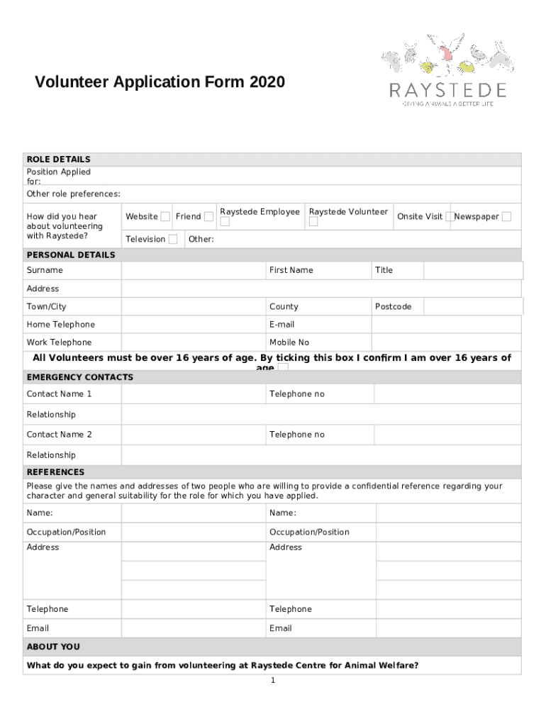Hospital Volunteer Application Doc Template | pdfFiller
