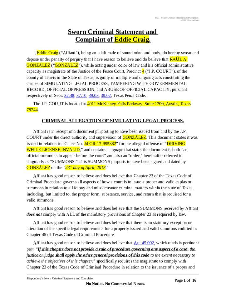 criminal statutes upon which affiant's allegations are based. Doc ...