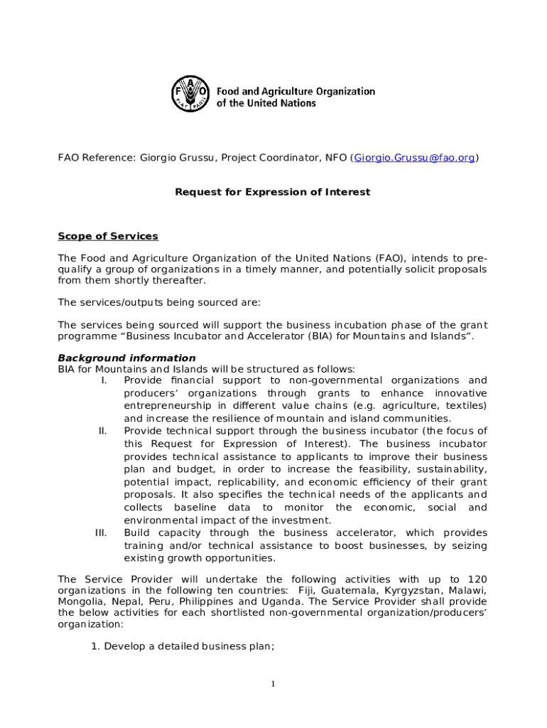 Request for Expression of Interest template Doc Template | pdfFiller