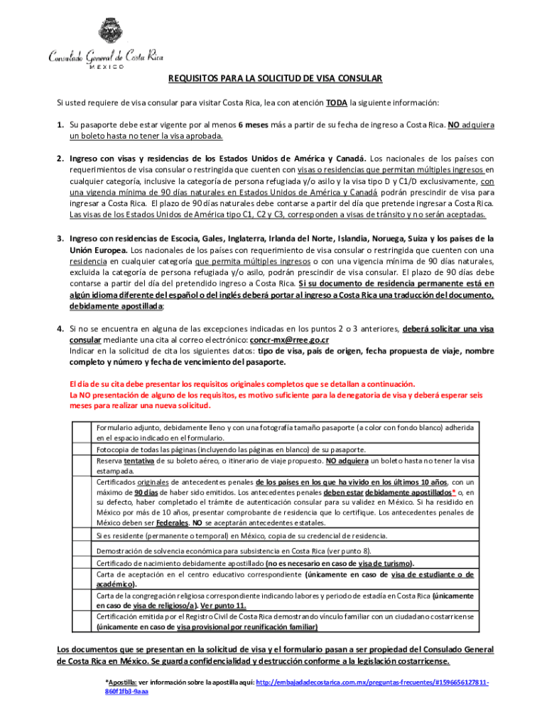 Completable En línea REQUISITOS PARA LA SOLICITUD DE VISA CONSULAR Fax ...
