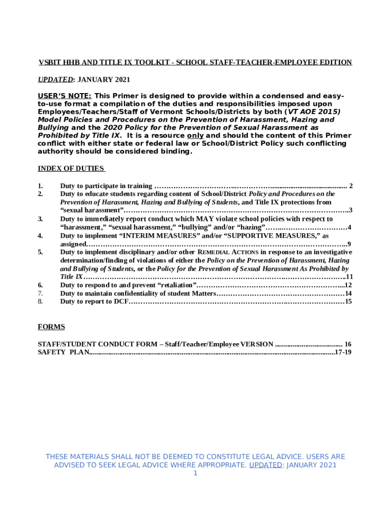 Harassment, Hazing, & Bullying Toolkit - Investigator's Page Doc ...