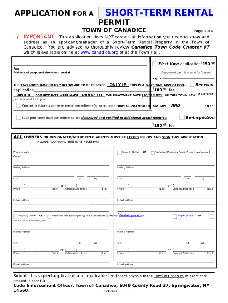 application for a short-term rental permit ... Doc Template | pdfFiller