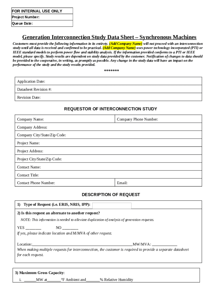Large size DG model interconnection application Doc Template | pdfFiller
