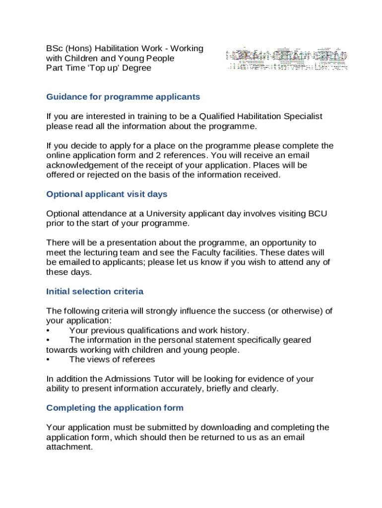 Habilitation WorkWorking with Children and Young People ... Doc ...