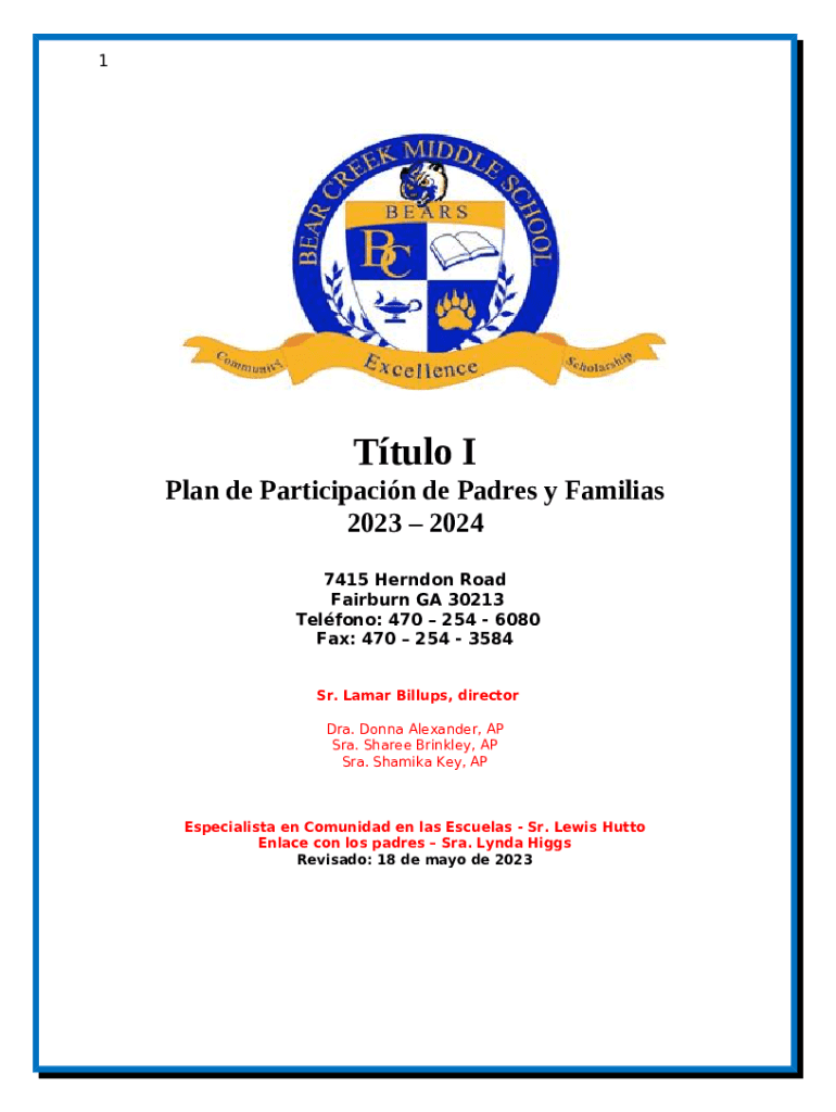 Bear Creek Middle School - Staff Directory Doc Template | pdfFiller