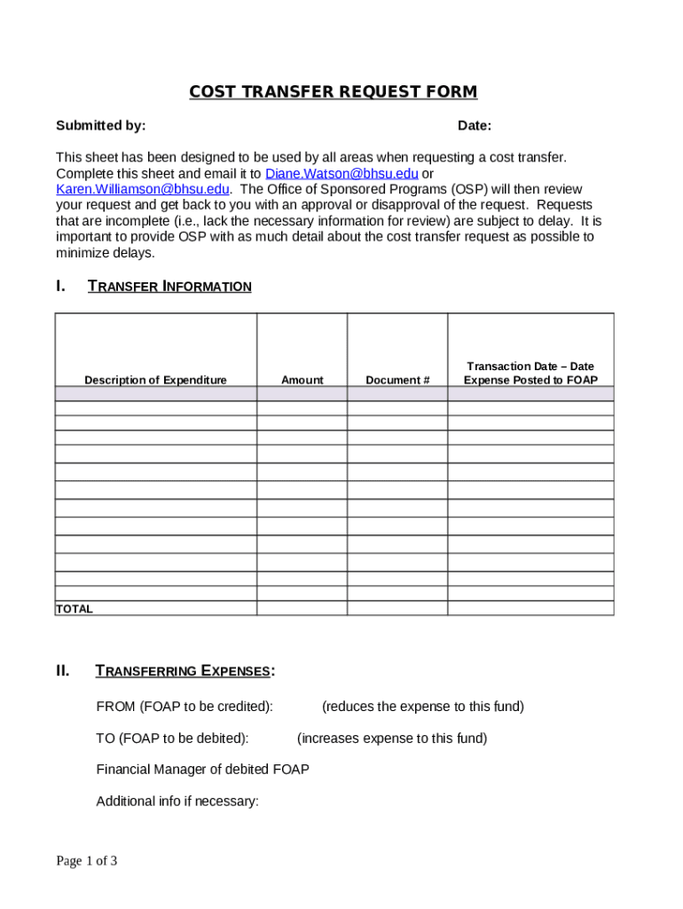 A RETRO COST TRANSFER APPROVAL IS REQUIRED FOR ANY Doc Template | pdfFiller
