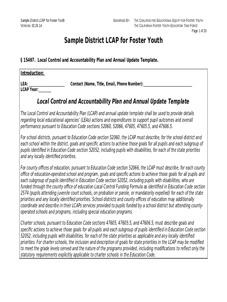 Sample District LCAP for Foster Youth 2 Doc Template | pdfFiller