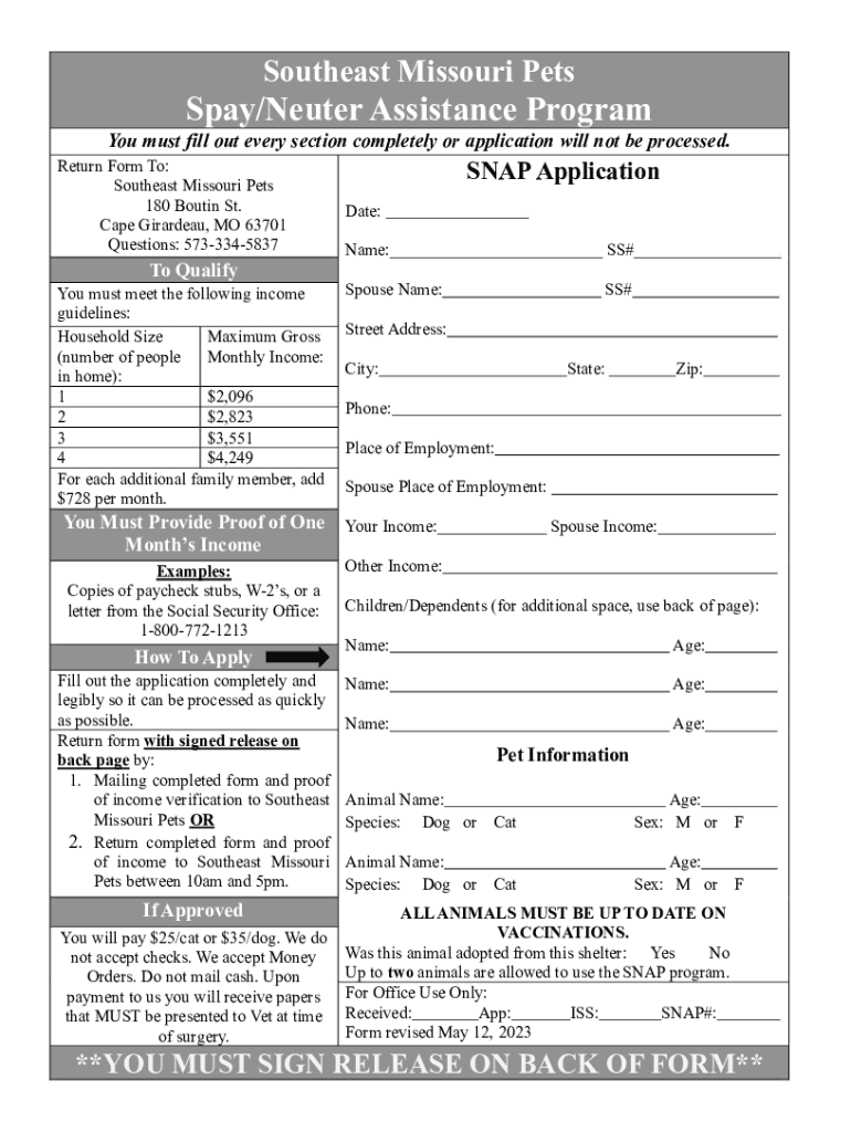 Fillable Online Spay Neuter Services - Metro Animal Fax Email Print ...