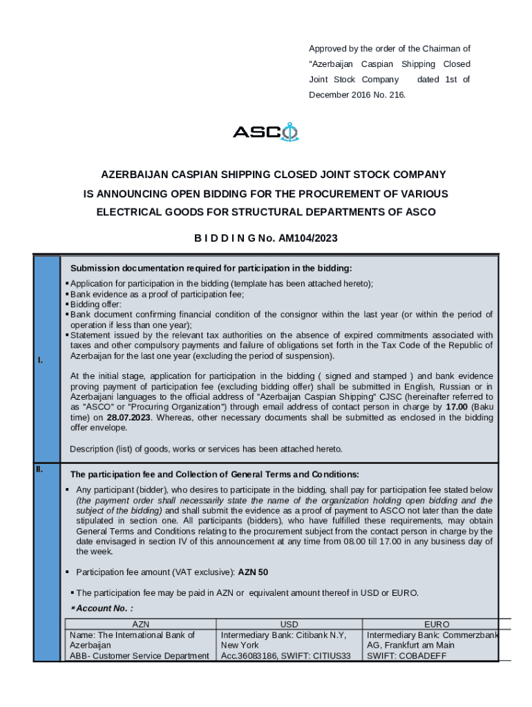 IS ANNOUNCING OPEN BIDDING FOR THE PROCUREMENT OF VARIOUS ELECTRICAL ...