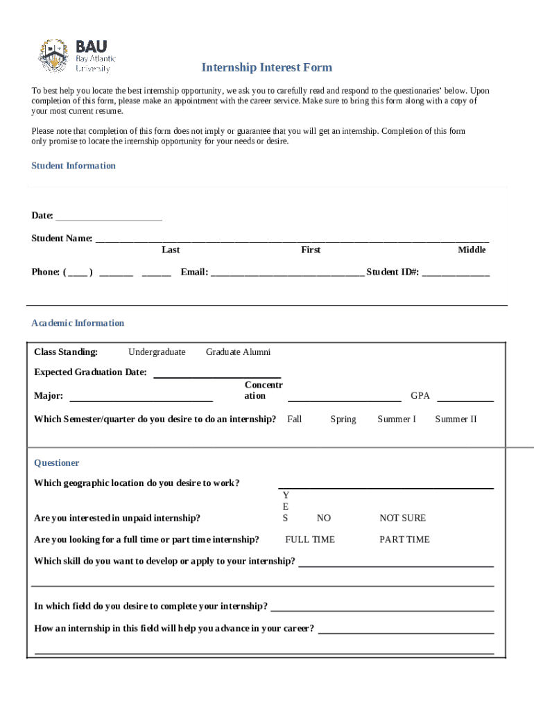 11 Questions To Ask in Your Internship Interview Doc Template | pdfFiller