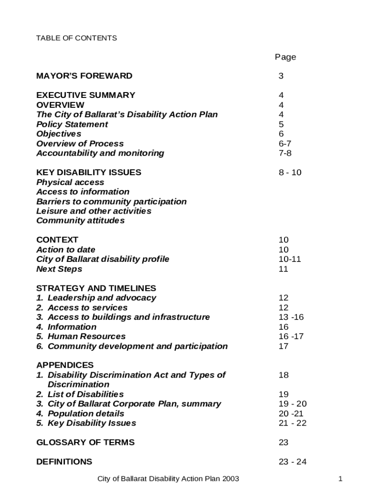 The City of Ballarat's Disability Action Plan Doc Template | pdfFiller
