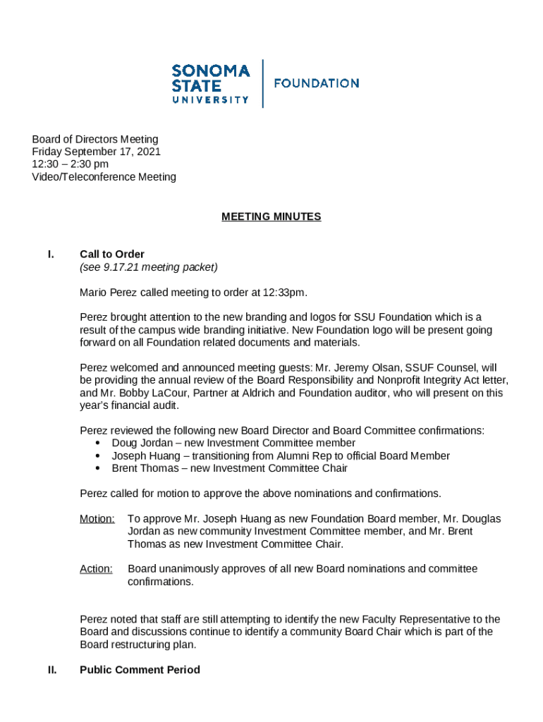 SSUF Board of Director Statement of Understanding Doc Template | pdfFiller