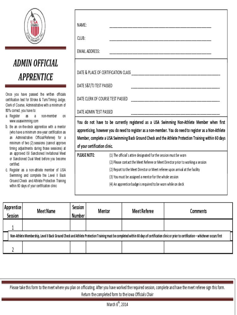 Fillable Online Part 1 - Initial Clinic For Apprentice Stroke & Turn Judges and ... Fax Email ...