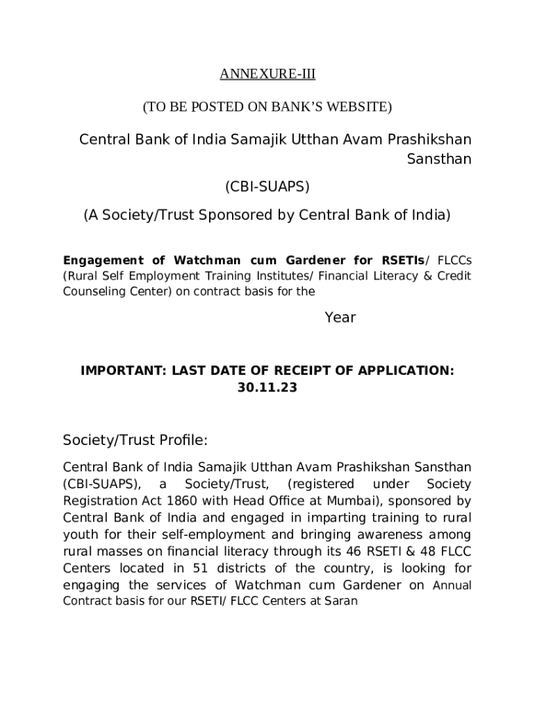 ANNEXURE-III (TO BE POSTED ON BANK'S WEBSITE) Doc Template | pdfFiller