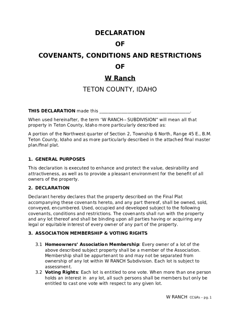 DECLARATION OF COVENANTS, CONDITIONS & ... Doc Template | pdfFiller