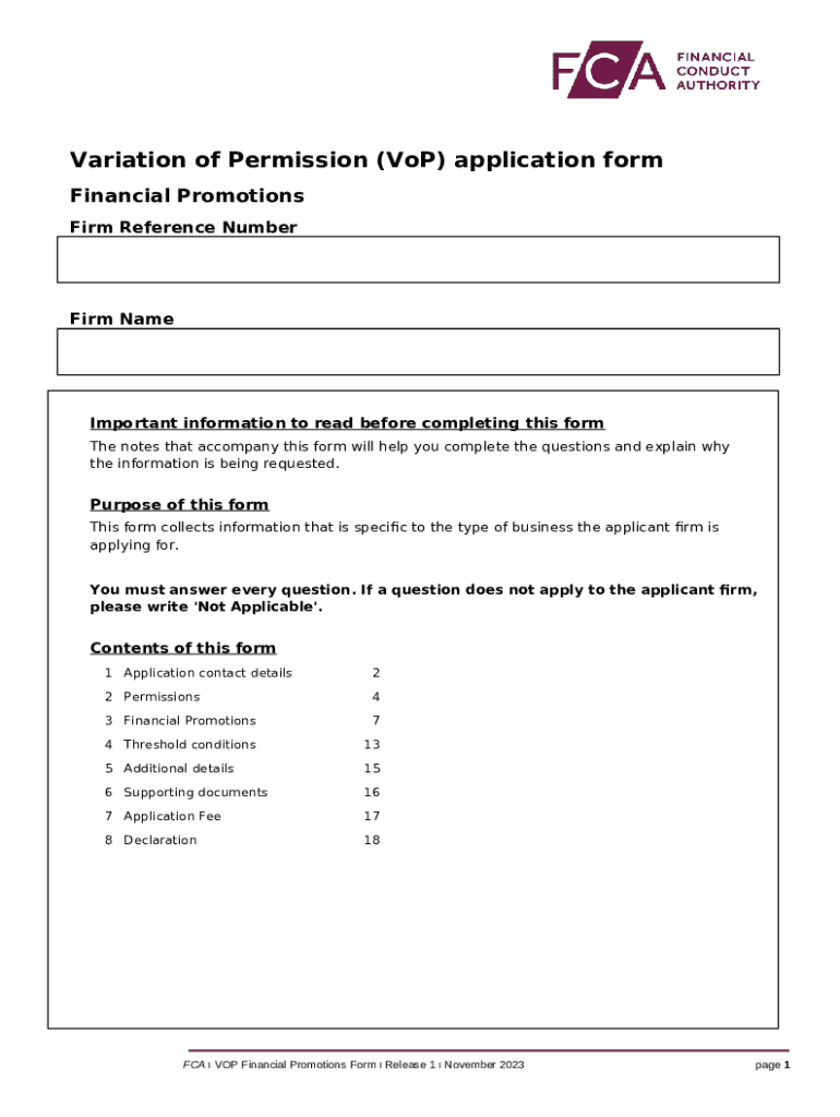 Variation of Permission (VoP) application ... Doc Template | pdfFiller