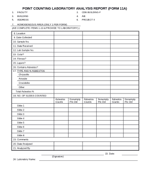 Asbestos - 11A Point Counting Lab Analysis Report Doc Template | pdfFiller