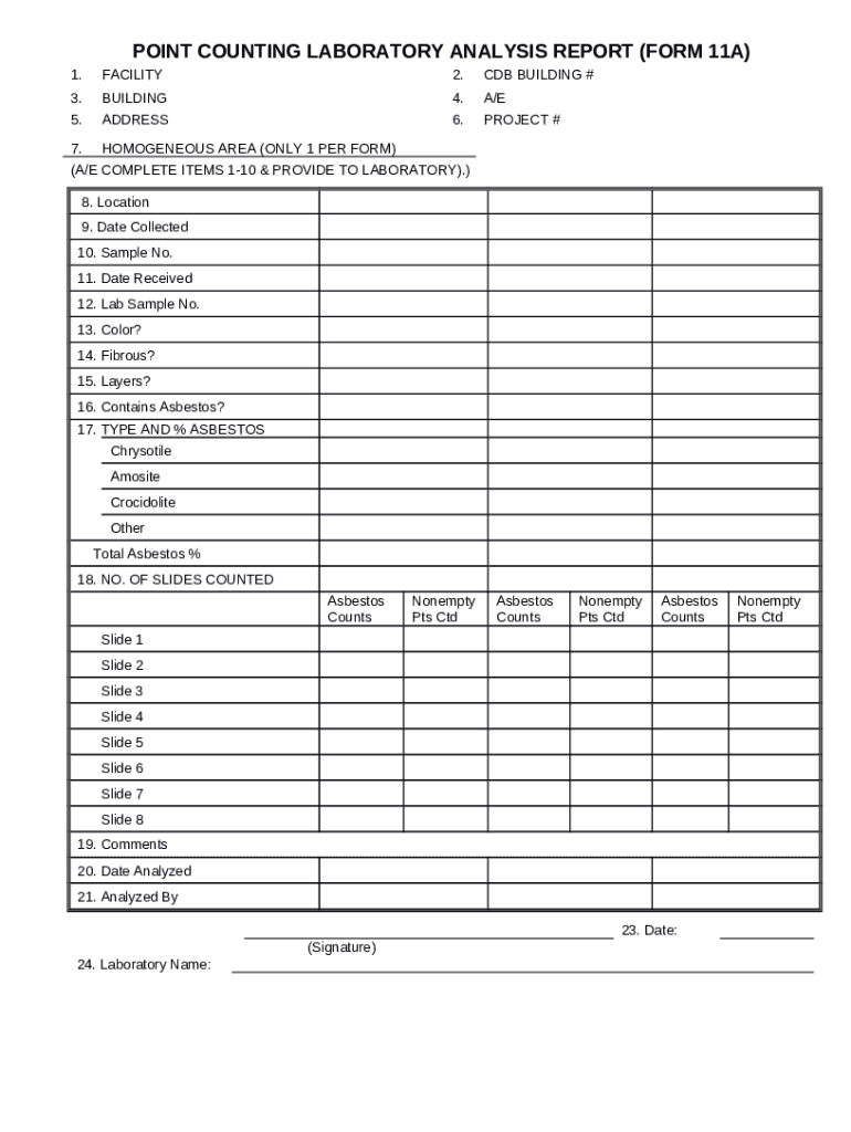 Asbestos - 11A Point Counting Lab Analysis Report Doc Template | pdfFiller