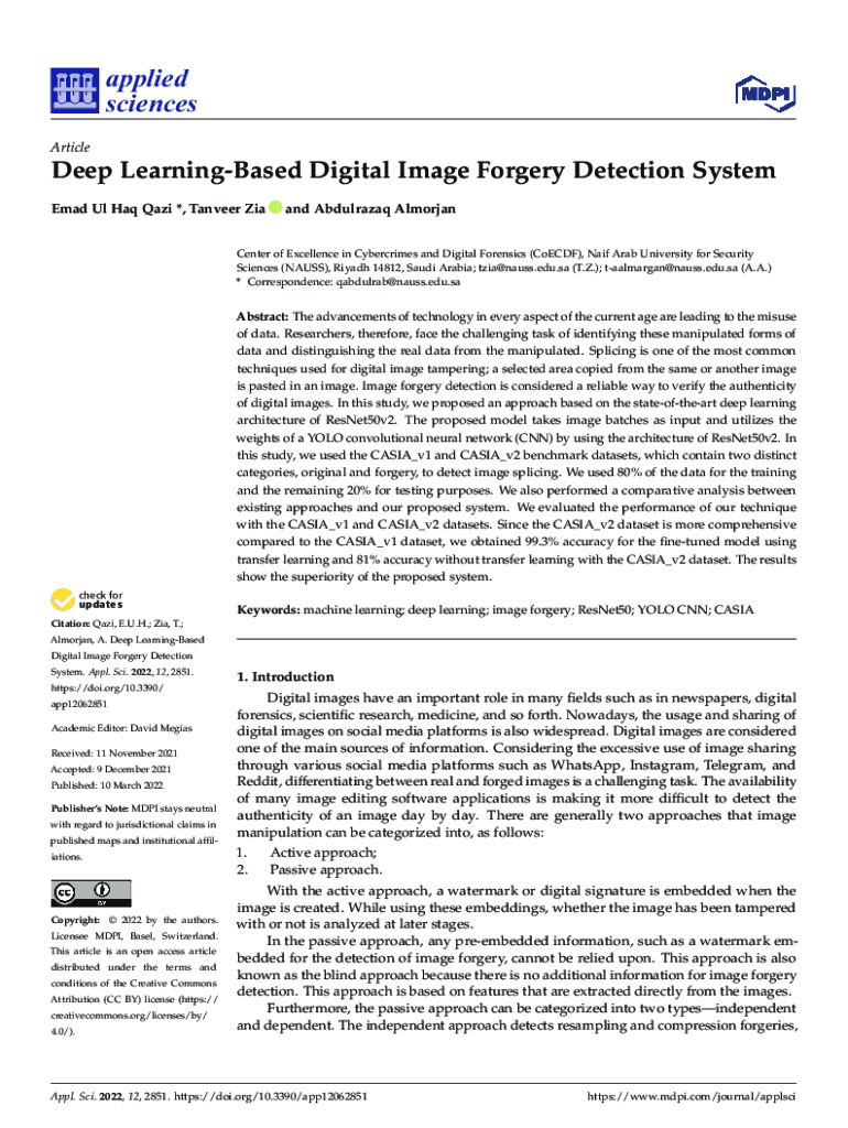 Fillable Online Deep Learning-Based Digital Image Forgery Detection System. The advancements of ...