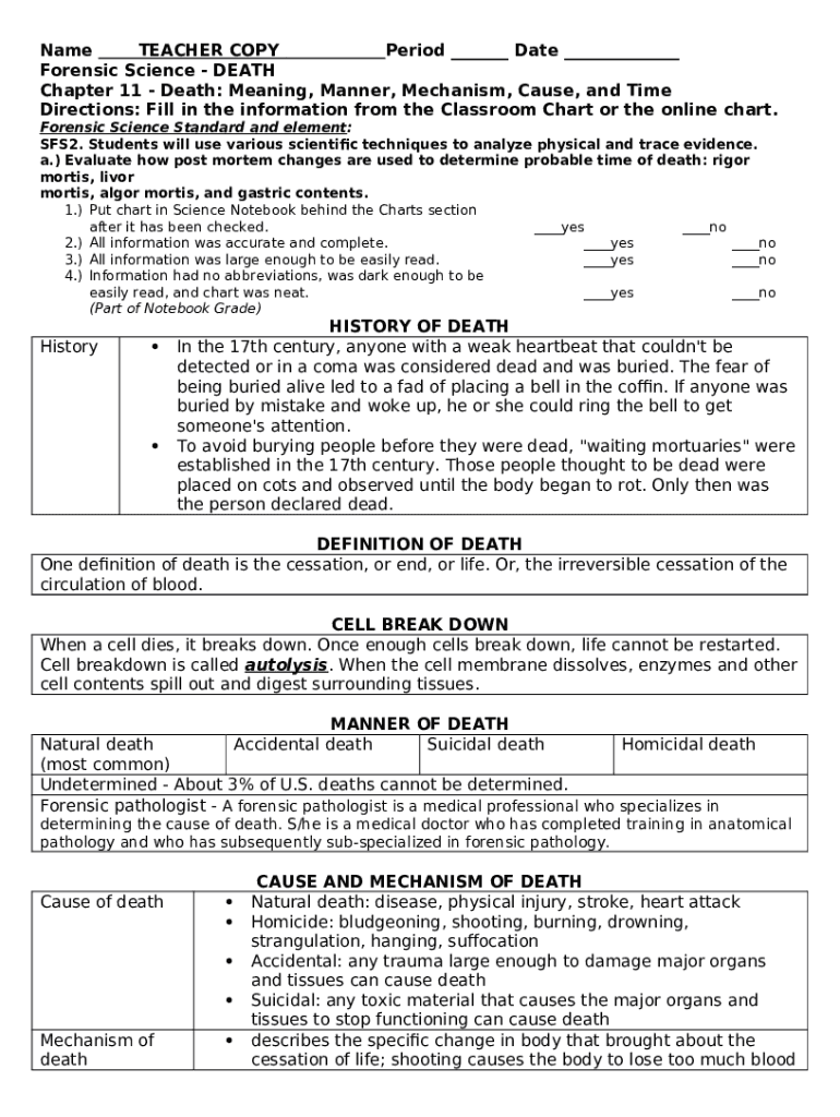 Death: Meaning, Manner, Mechanism, Cause and Time Doc Template | pdfFiller