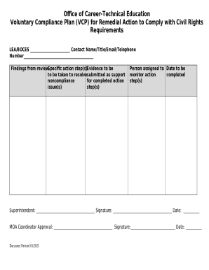 Voluntary Compliance Plan Template . CTE Doc Template | pdfFiller