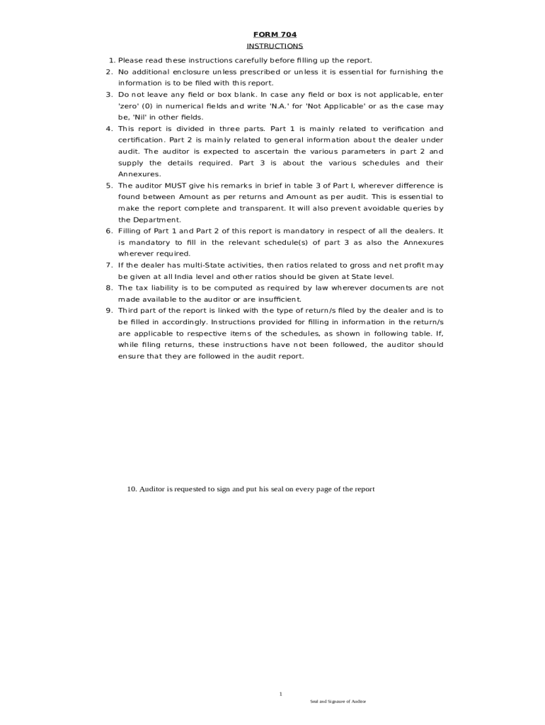 1 704 PART-I & II Doc Template | pdfFiller