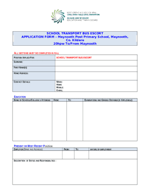 SEN School Transport Application Doc Template | pdfFiller